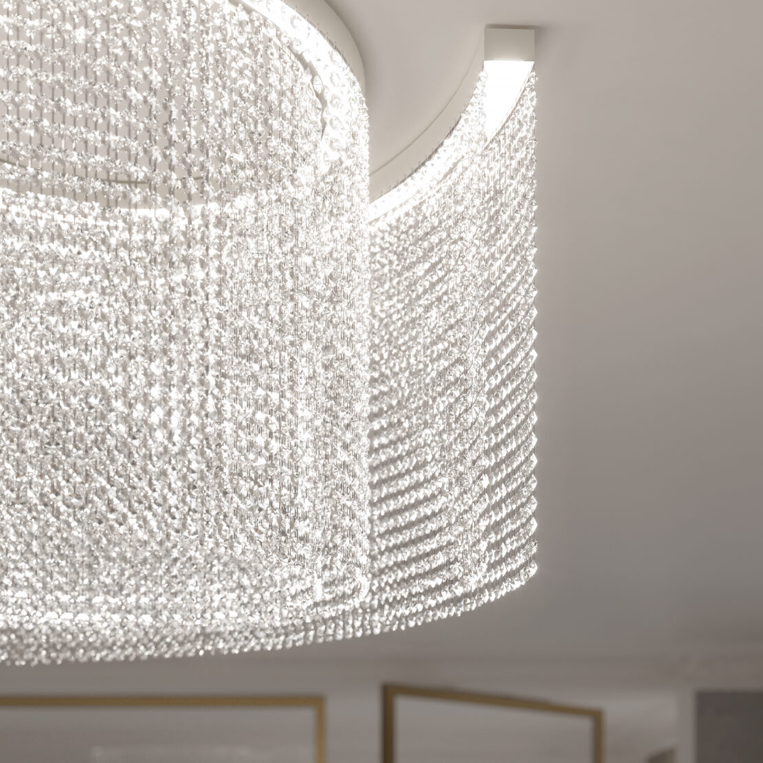 Curved Cut Crystal Ceiling Light - Juliettes Interiors