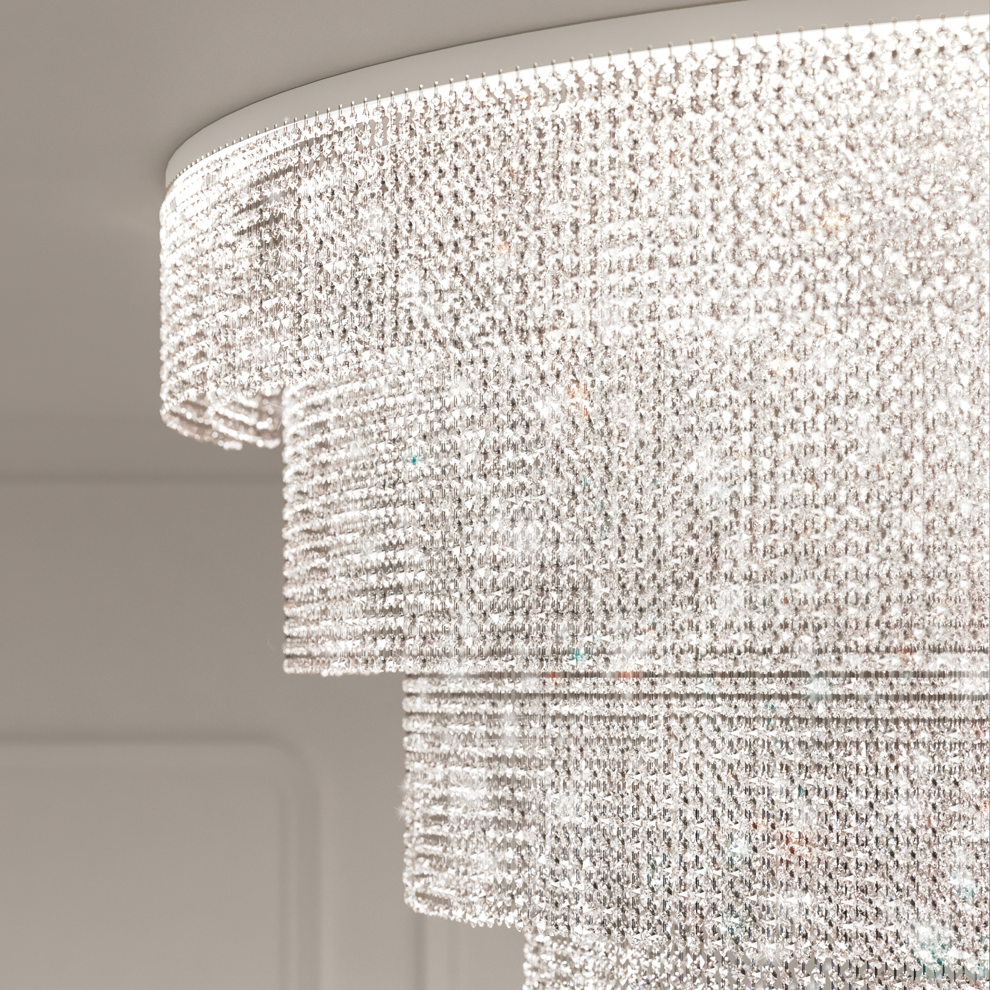 Large Tiered Cut Crystal Ceiling Light - Juliettes Interiors