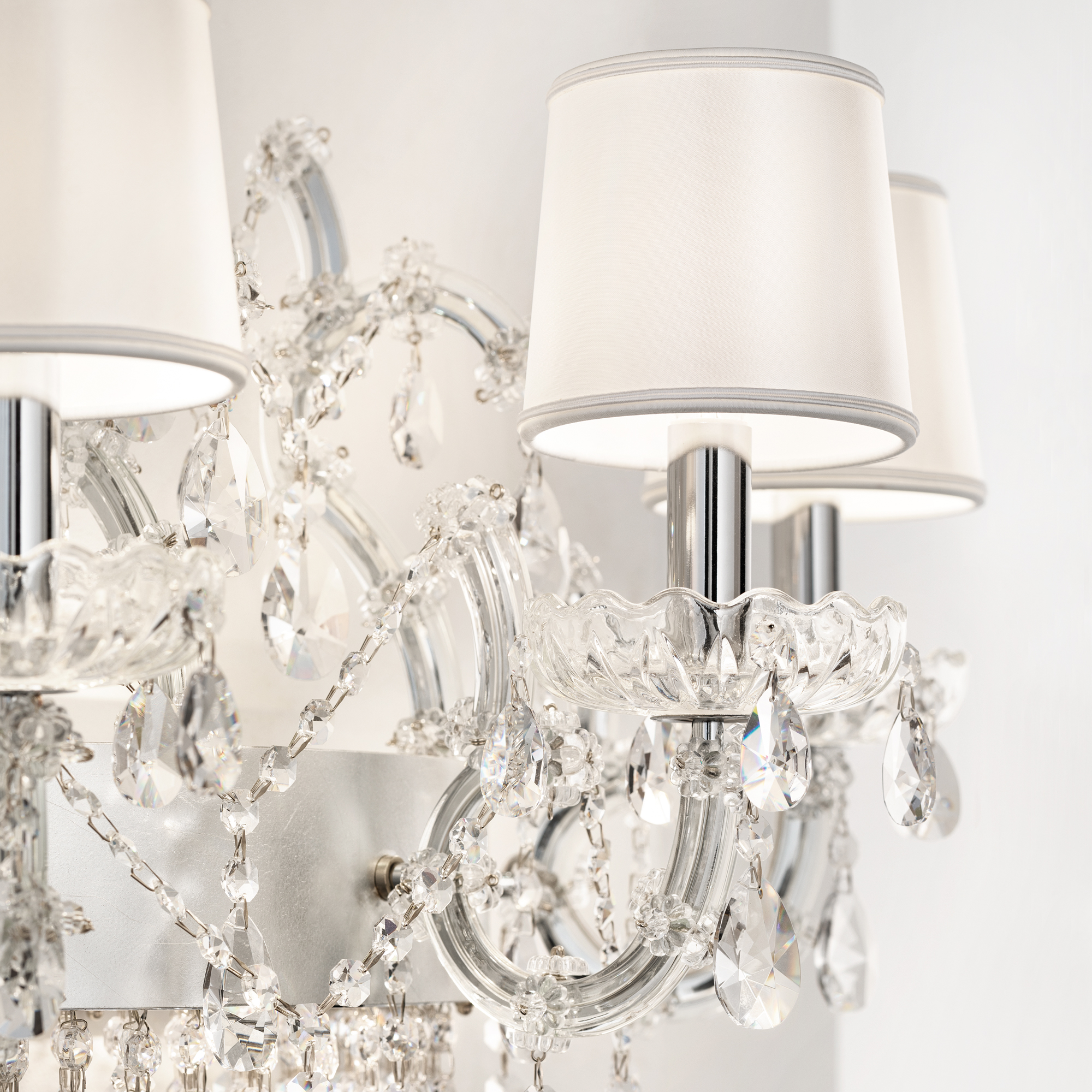 Round Silver Leaf Crystal Chandelier - Juliettes Interiors