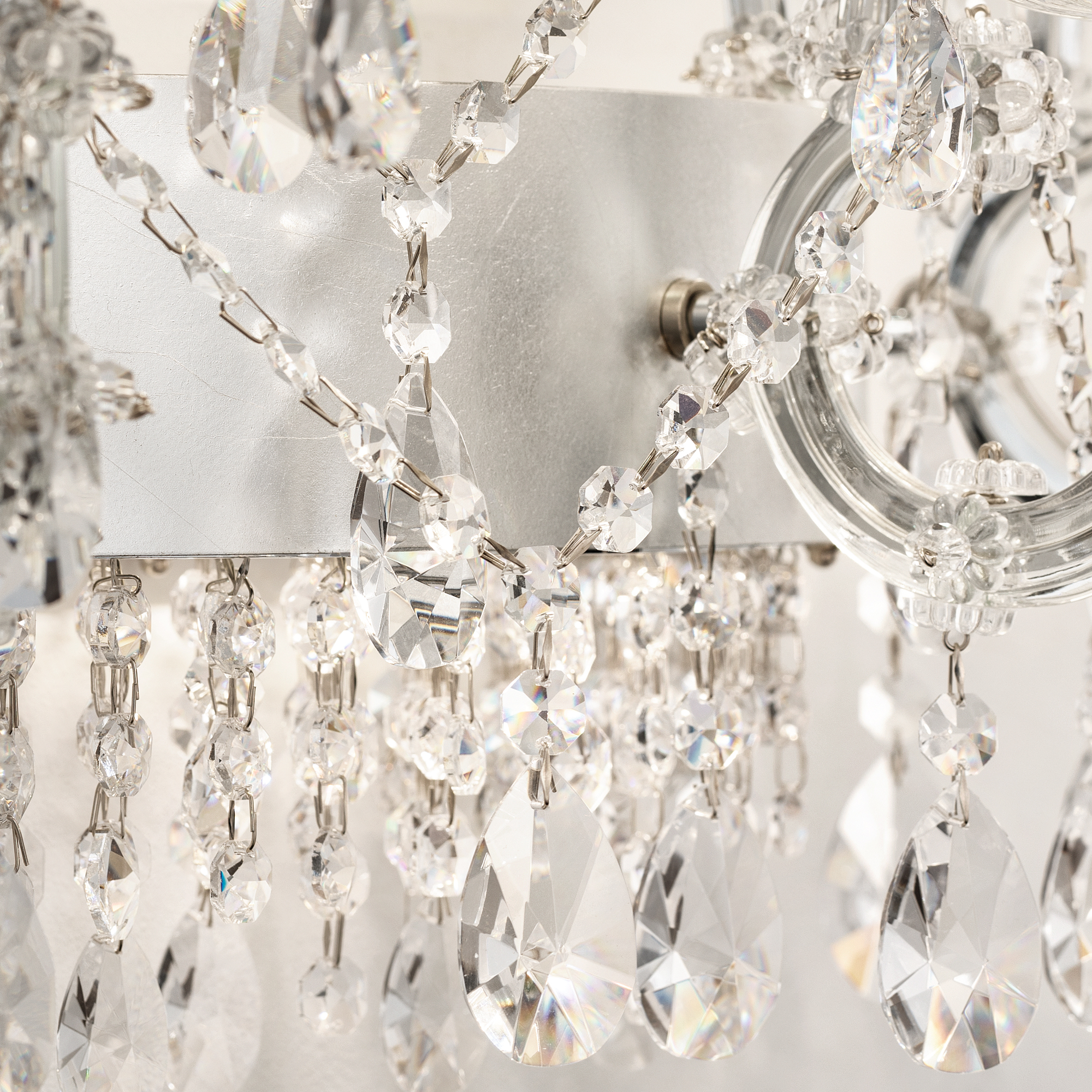 Round Silver Leaf Crystal Chandelier - Juliettes Interiors