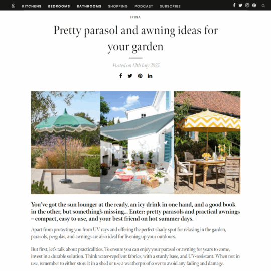 Pretty Parasol & Awning Ideas For Your Garden | Juliettes Interiors