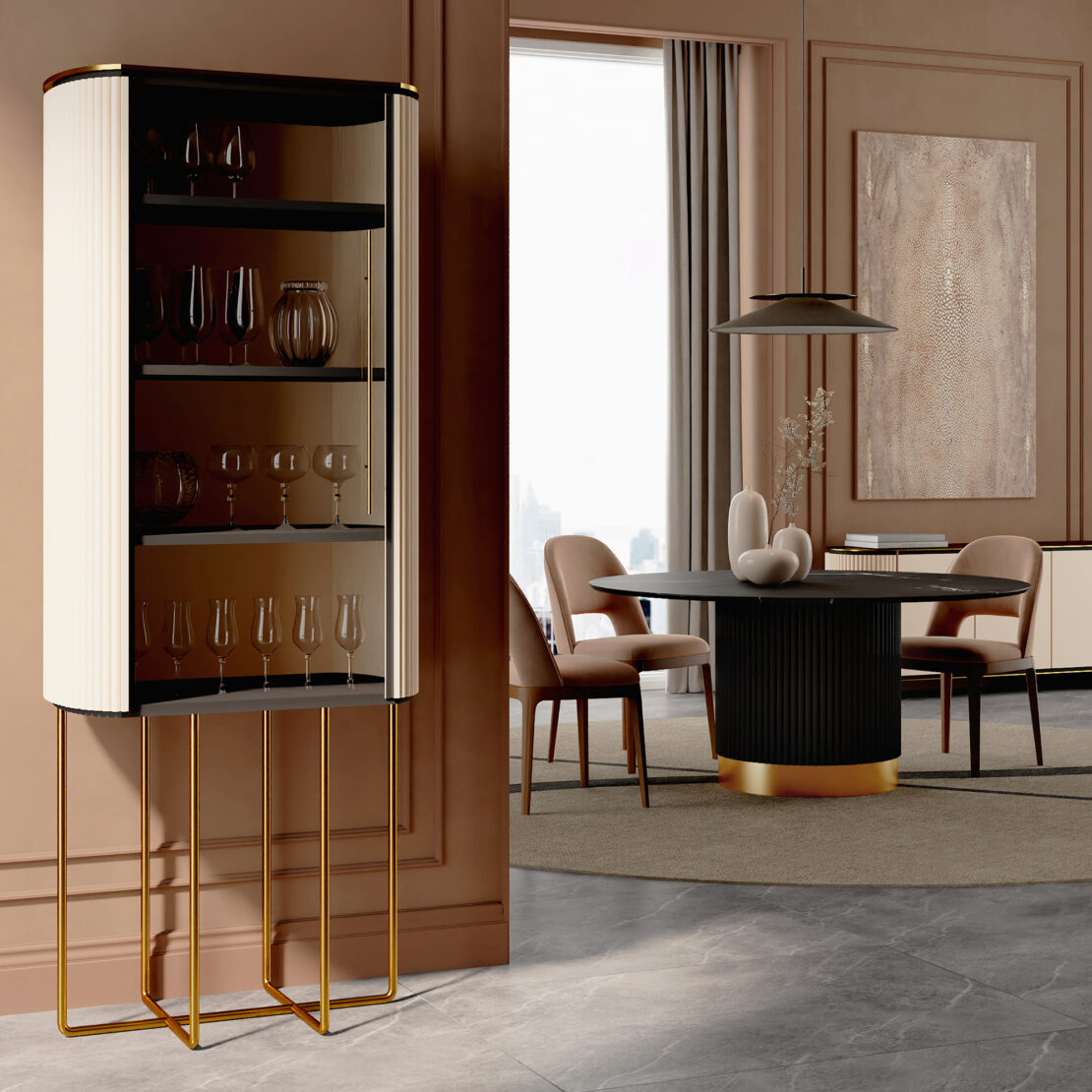 Contemporary Lacquered Display Cabinet - Juliettes Interiors