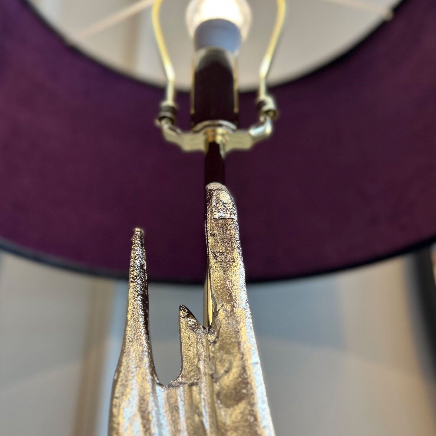 Large Abstract Table Lamp With Velvet Shade - Juliettes Interiors