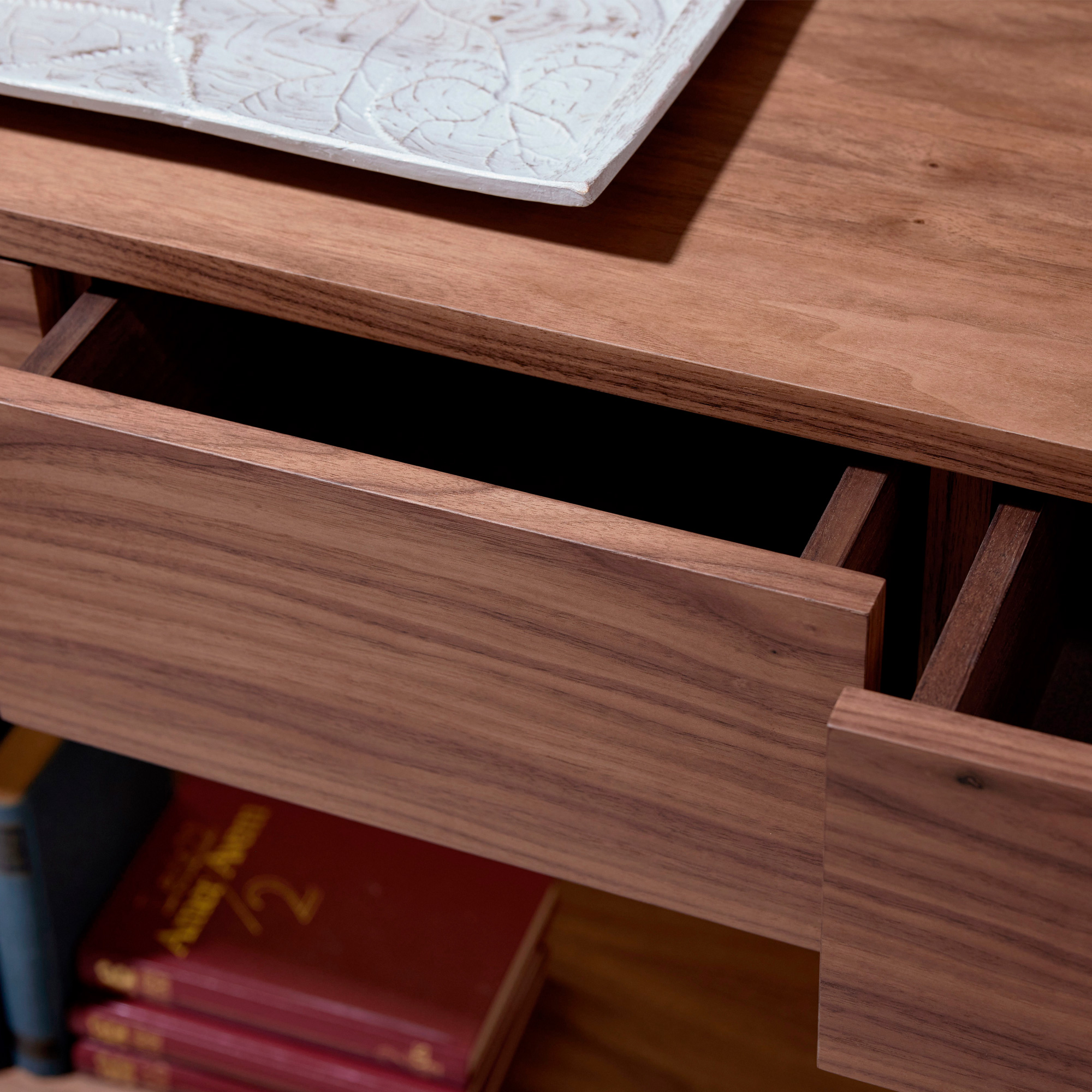 Modern Walnut Veneer Display Cabinet - Juliettes Interiors