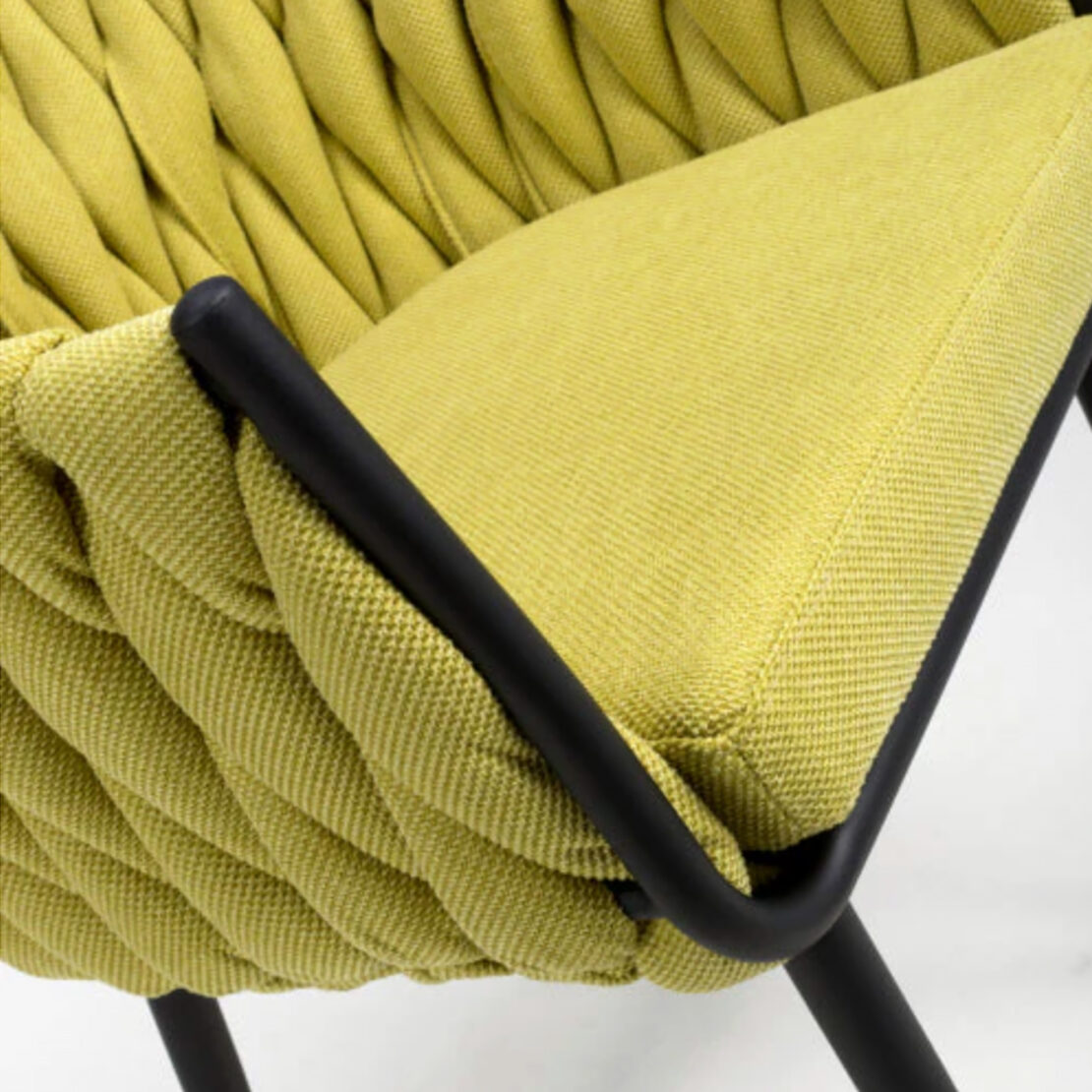 Set of 4 Woven Yellow Dining Chairs | Juliettes Interiors